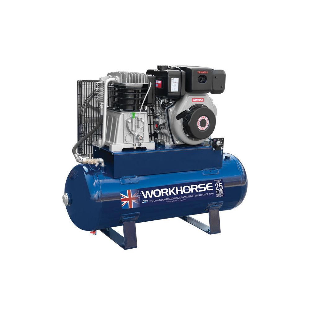 Workhorse Diesel Air Compressor Tandem 10HP 150L/ES - BWS Ltd